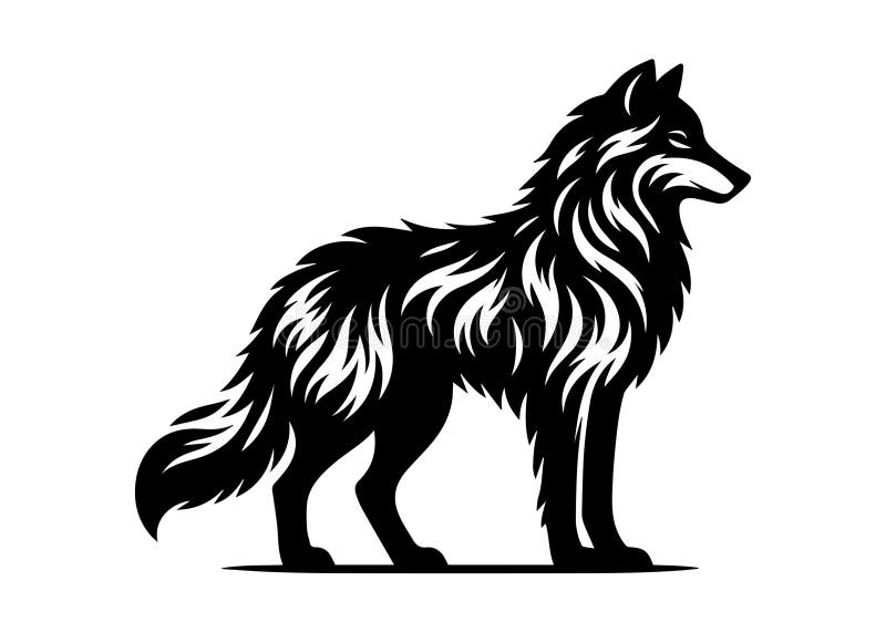 Black and White Wolf Silhouette Vector, Bold and Graphic, Perfect for ...