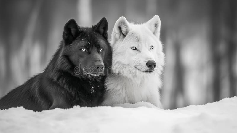 Black and white wolf stock photo. Image of canino, wildlife - 342974634