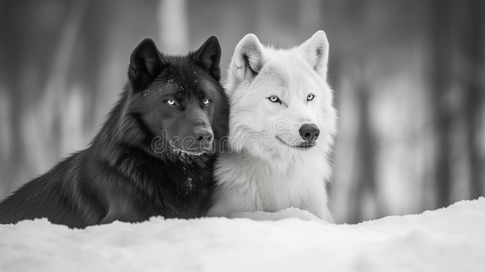 Black and white wolf stock photo. Image of canino, wildlife - 342974634