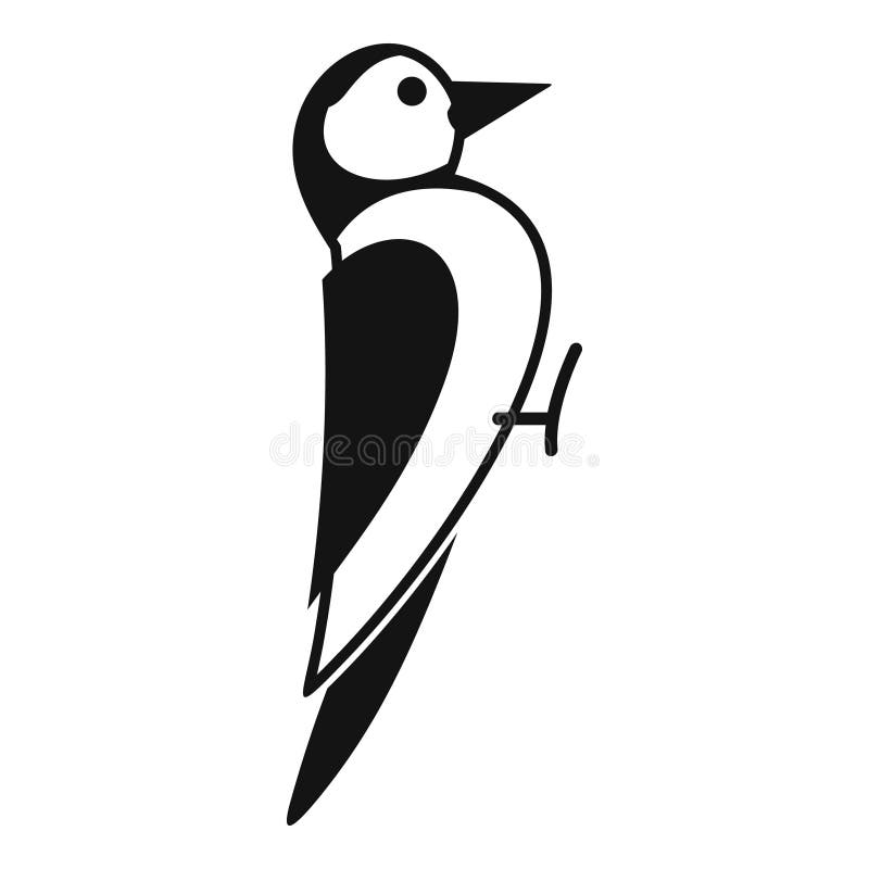 Black and White Woodpecker Bird Standing Side View Icon Stock ...