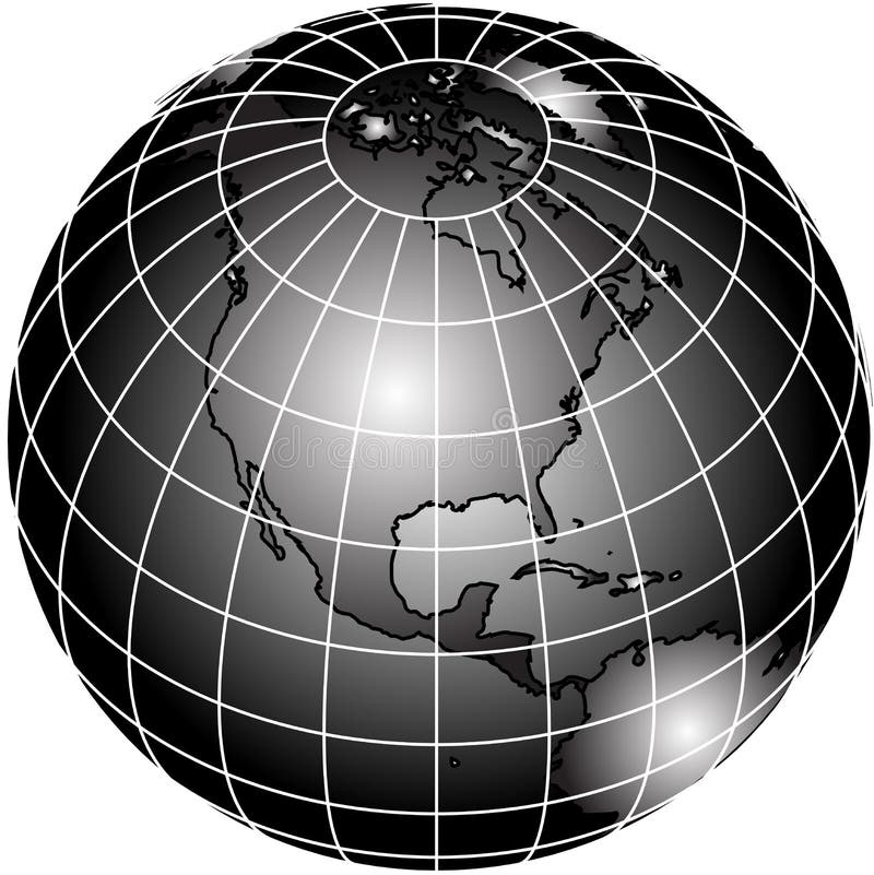 Black and White Globe with Transparency Continents Stock Vector ...