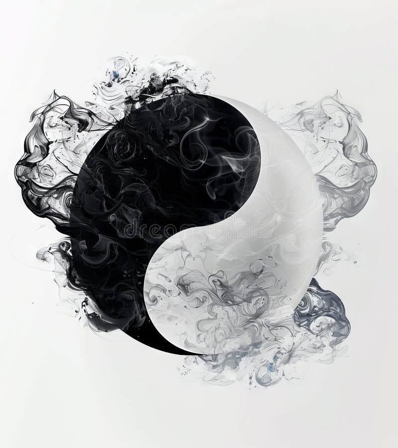 A Black and White Yin Yang Symbol with Smoke Stock Photo - Image of ...