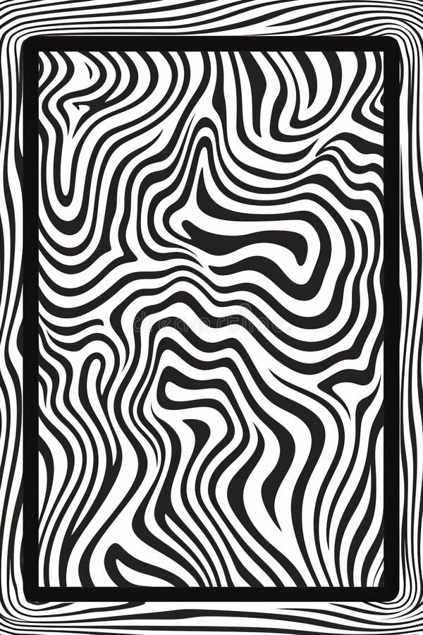 A Black and White Zebra Pattern with a Square Frame Stock Illustration ...