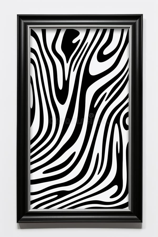 A Black and White Zebra Print on a White Wall Stock Illustration ...