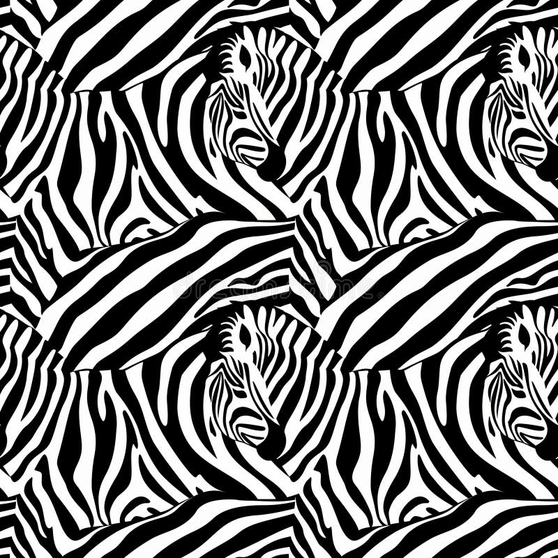 Black and White Zebra Stripe Pattern with Abstract Animal Shapes ...