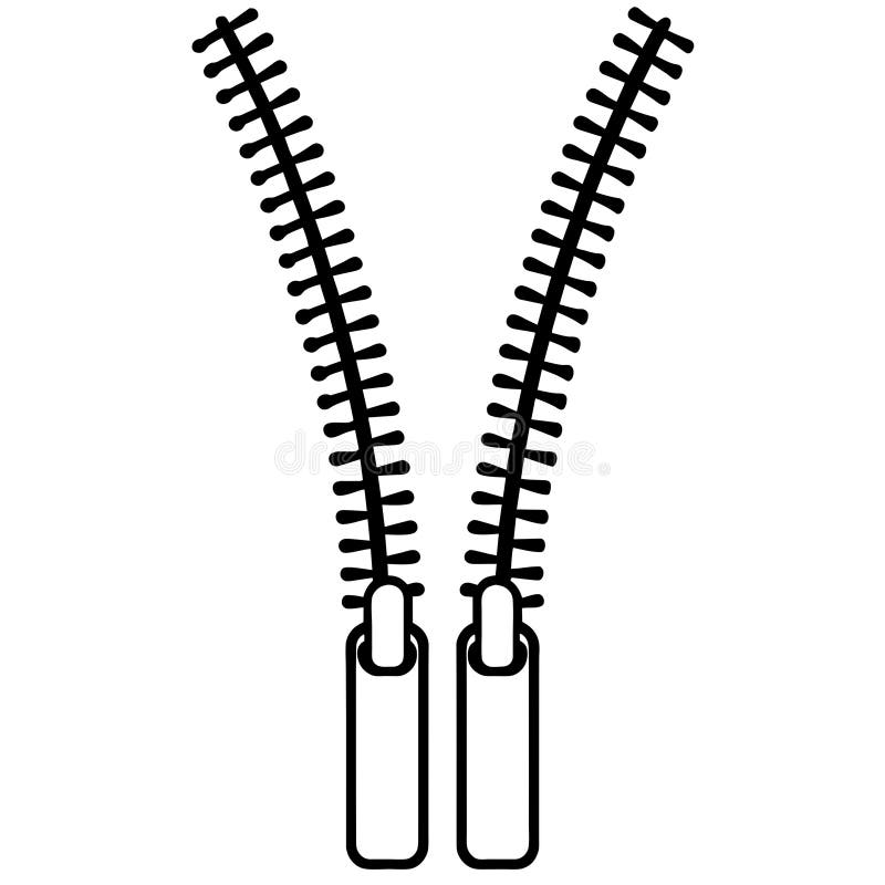 Black and White Zipper Drawing on White Background with Various Design ...