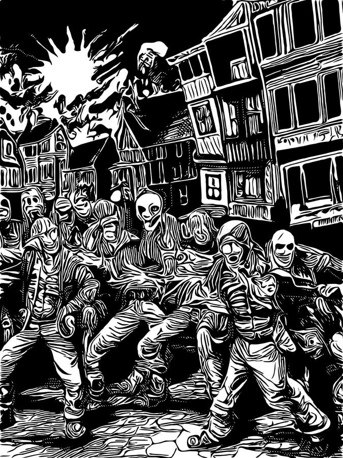 Zombie Horde Drawing Free Zombie Horde Vector Art Download 182+
