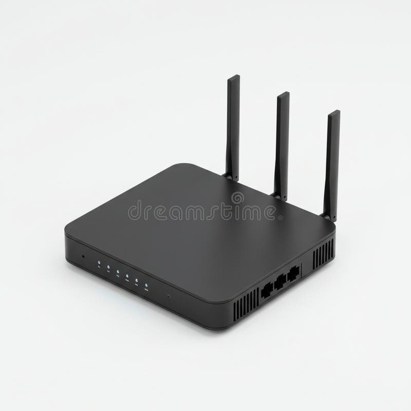 Black Wi-Fi Router Featuring a Sleek, Rectangular Design and Three ...