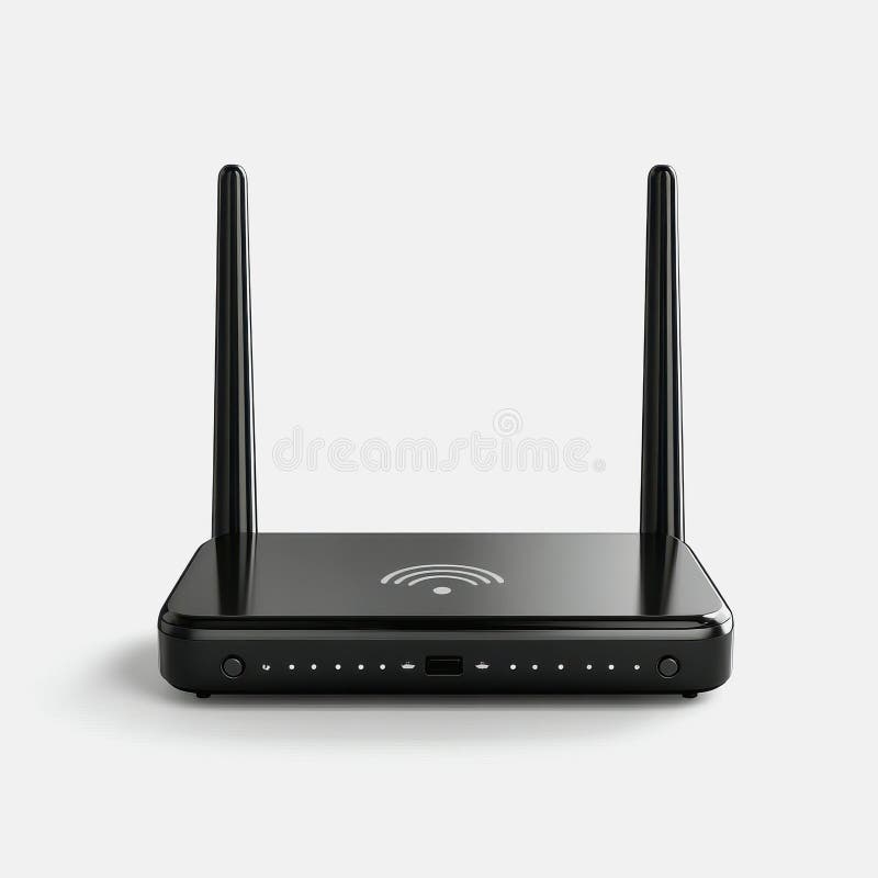 Black Wi-Fi Router on White Background Stock Illustration ...