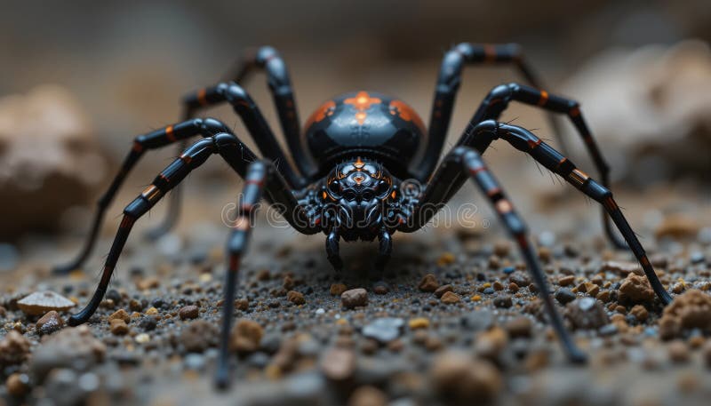 A Black Widow Spider on Natural Environment. Stock Illustration ...