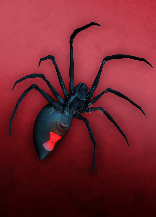 Black Widow Spider on Red Background Stock Illustration - Illustration ...