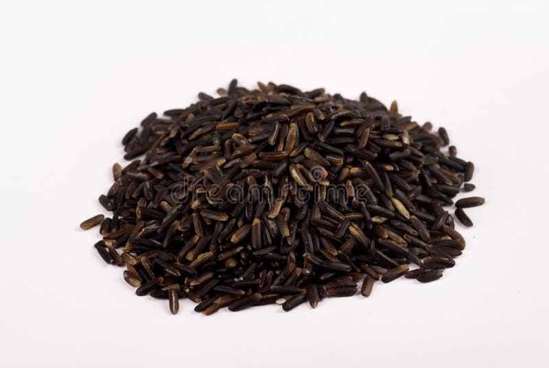Black Wild Rice Isolated on White Background Close Up Stock Image ...
