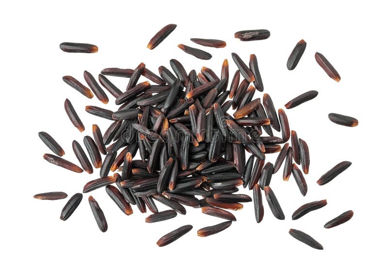 Black Wild Rice Isolated on White Background Close Up. Top View Stock ...