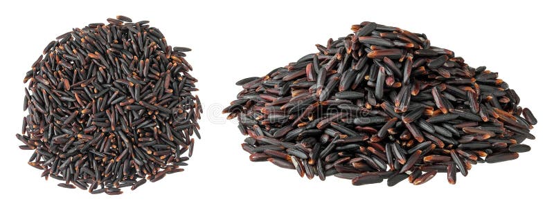 Black Wild Rice Isolated on White Background Close Up. Top View Stock ...