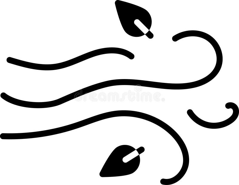 Black Wind Icon Isolated on White Background. Windy Weather. Vector ...