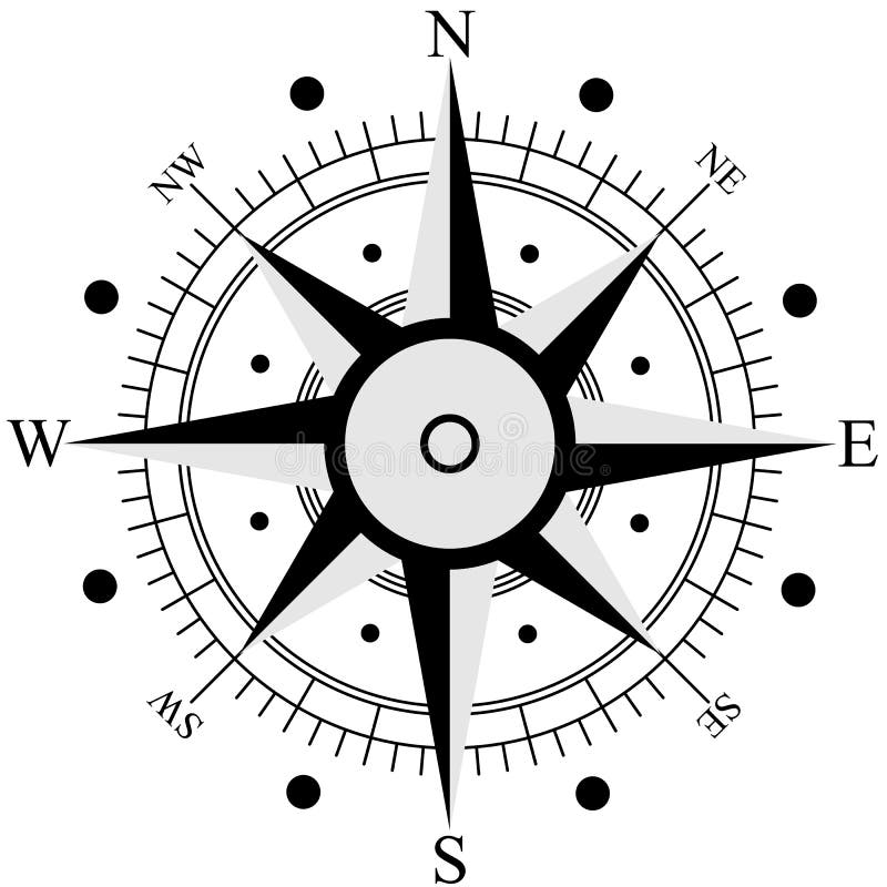 Black Wind Rose Isolated on White Stock Vector - Illustration of ...