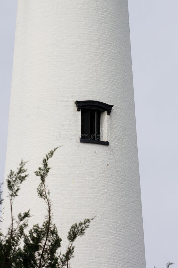 Black Window in White Brick Lighthouse Stock Image - Image of ...