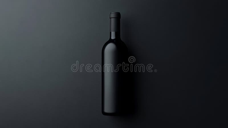 Black Wine Bottle on Dark Background Stock Illustration - Illustration ...
