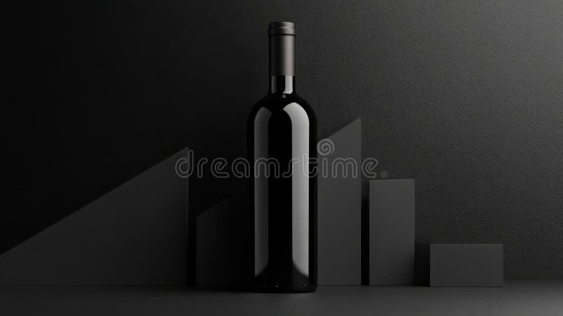 Black Wine Bottle on Dark Geometric Background Stock Illustration ...