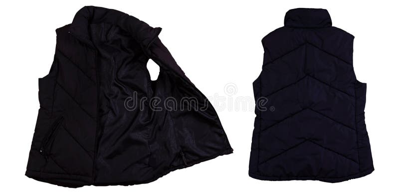 Black Winter Puffer Vest, Sleeveless Jacket Mockup Set - Down Padded ...