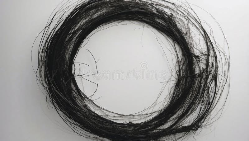 Black Wire Coil Forming Circular Shape on White Background Stock ...