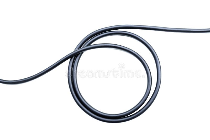 Black Wire Electrical Cable Isolate on White Background. Stock Photo ...