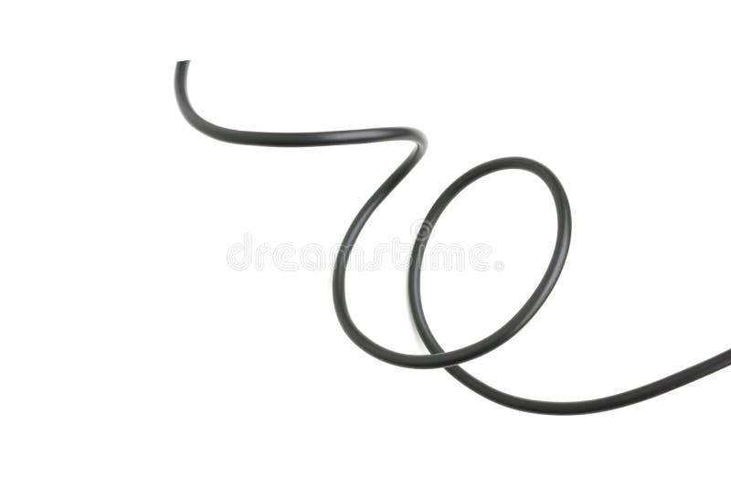 Black Wire Isolated on a White Background. Stock Photo - Image of power ...