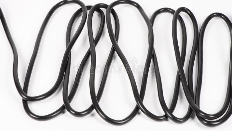 Black Wire Isolated on White. Side View. Loop Motion. Rotation 360 ...