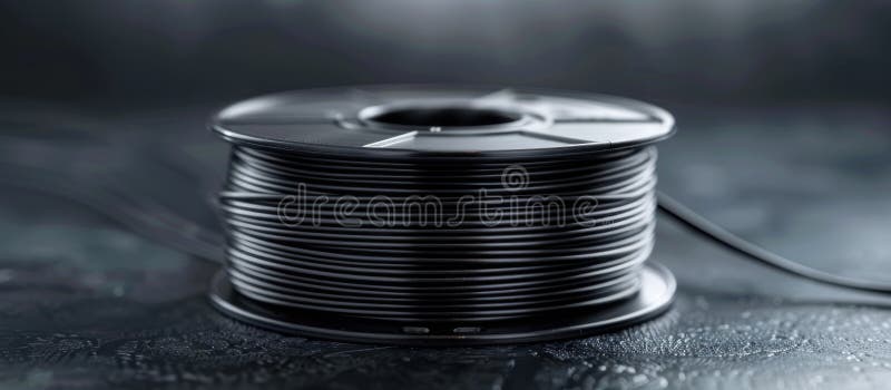 Black Wire Spool on Table stock photo. Image of workbench - 313716266