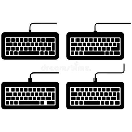 Black Wired Computer Keyboard and PC Keypad Vector Template Stock ...