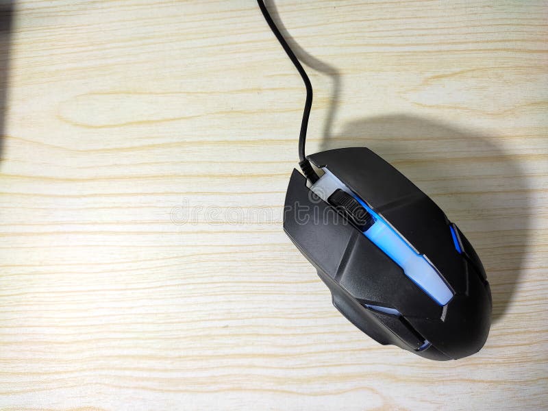 Black Wired Computer Mouse, Top View Stock Image - Image of wired ...