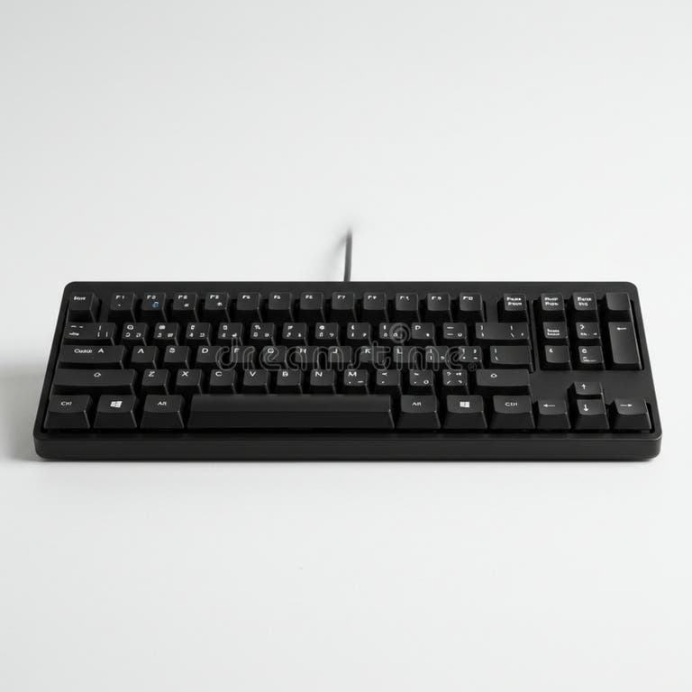 Black Wired Mechanical Keyboard Featuring a Compact Layout without a ...
