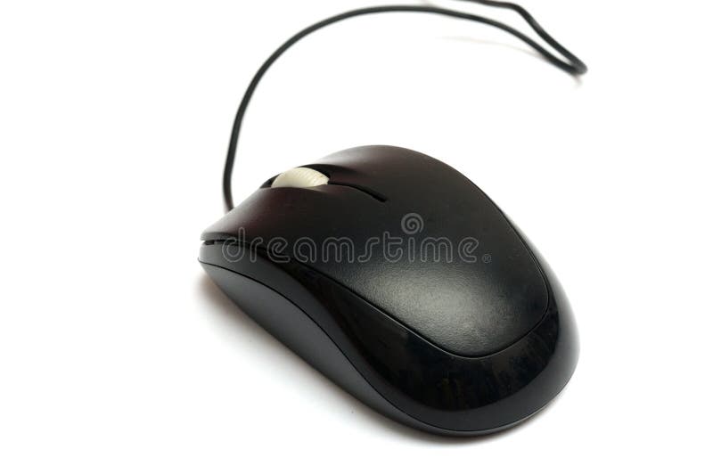 A Black Wired USB Computer Peripheral Interface Mouse White Backdrop ...