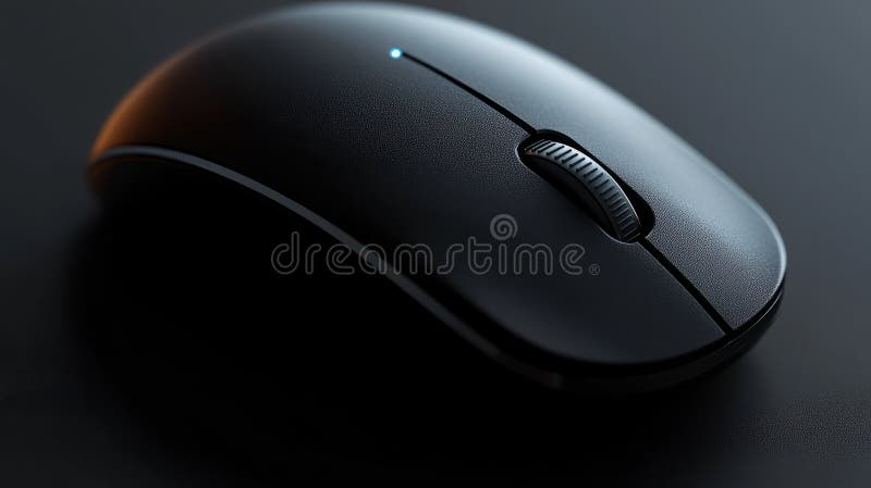 Black Wireless Computer Mouse on a Dark Surface Stock Image - Image of ...