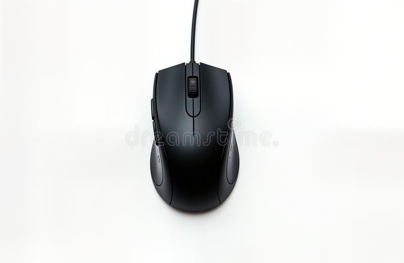 Black Wireless Computer Mouse Isolated on White Background. Modern Tech ...
