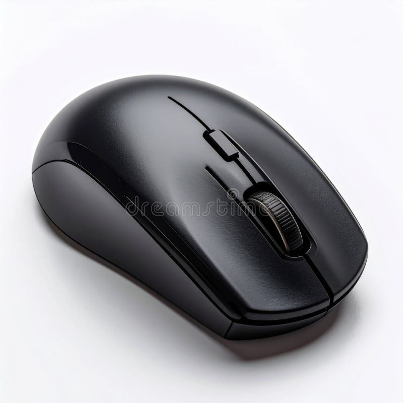 Black Wireless Computer Mouse on White Background Stock Illustration ...