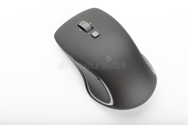 Black Wireless Computer Mouse on a White Background Stock Image - Image ...