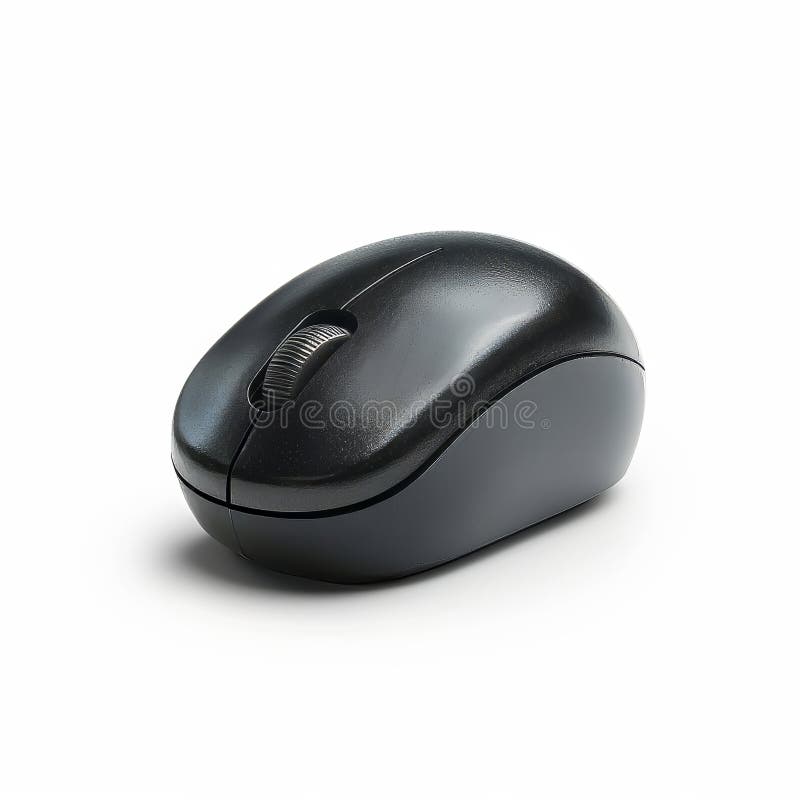 Black Wireless Computer Mouse on a White Background for Office Use ...
