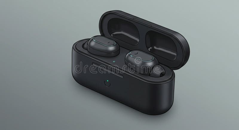 Black Wireless Earbuds Resting in an Open Charging Case. the Case Has a ...
