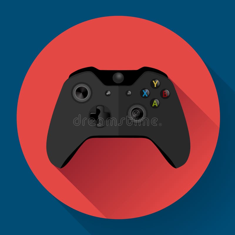 Black Wireless Game Controller Flat Icon with Long Shadow Stock Vector ...