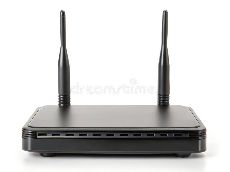 Black Wireless Internet Router Isolated on White, Side View, Clipping ...