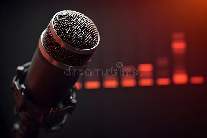 Black Wireless Microphone and Sound Equalizer Placed on a Black Cloth ...