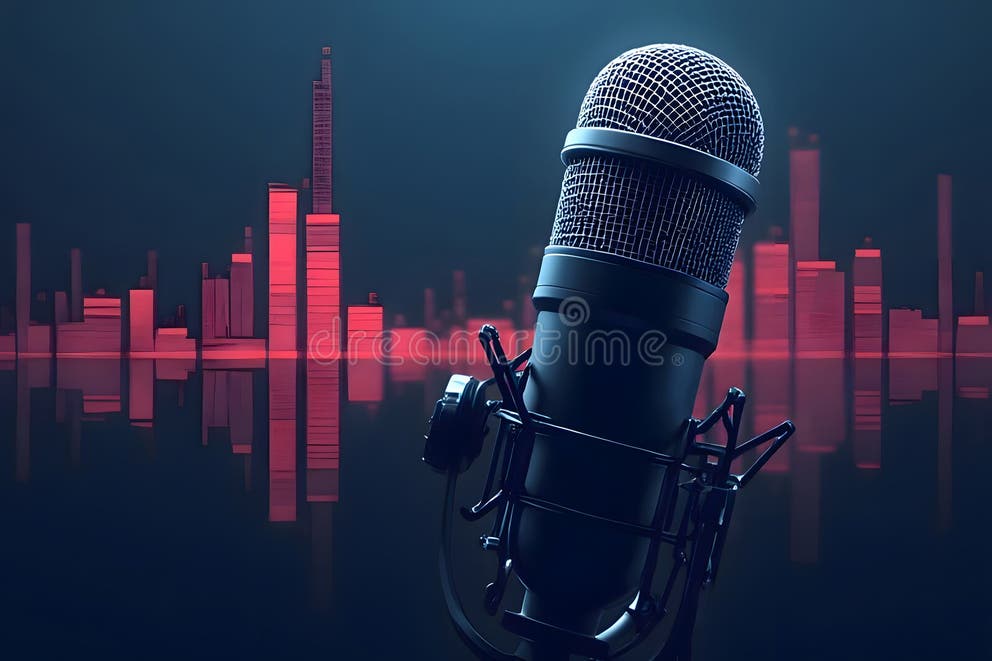 Black Wireless Microphone and Sound Equalizer Placed on a Black Cloth ...