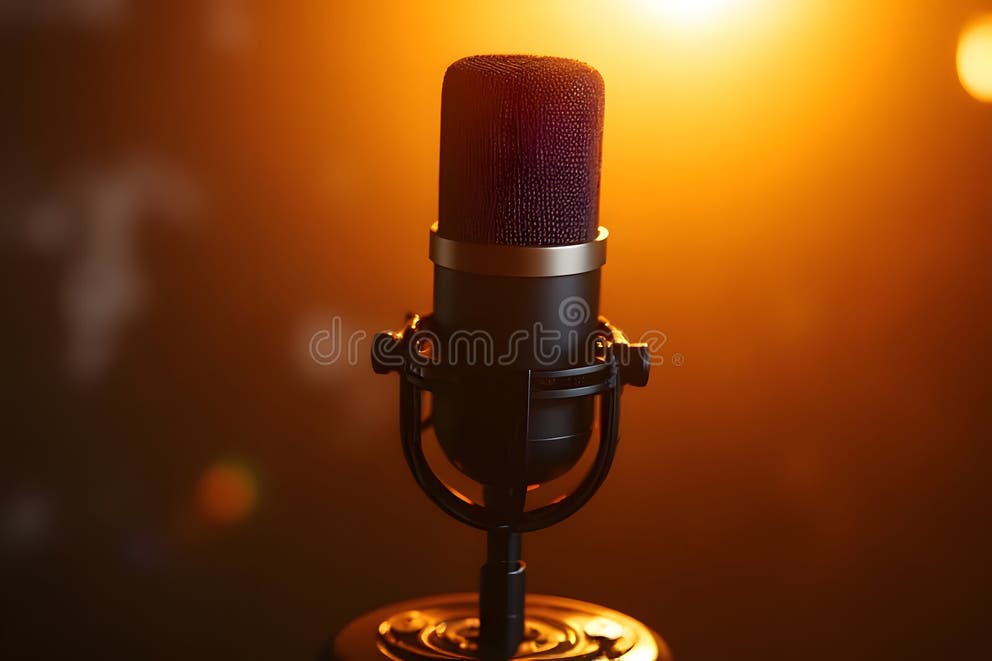 Black Wireless Microphone and Sound Equalizer Placed on a Black Cloth ...