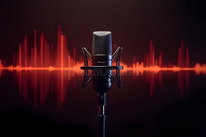 Black Wireless Microphone and Sound Equalizer Placed on a Black Cloth ...