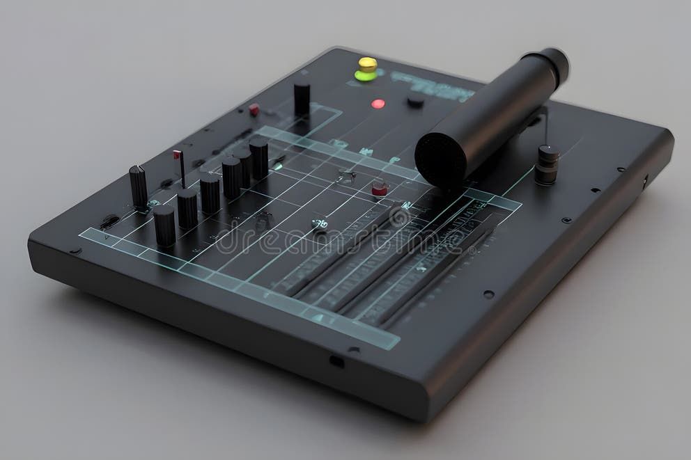 Black Wireless Microphone and Sound Equalizer Placed on a Black Cloth ...