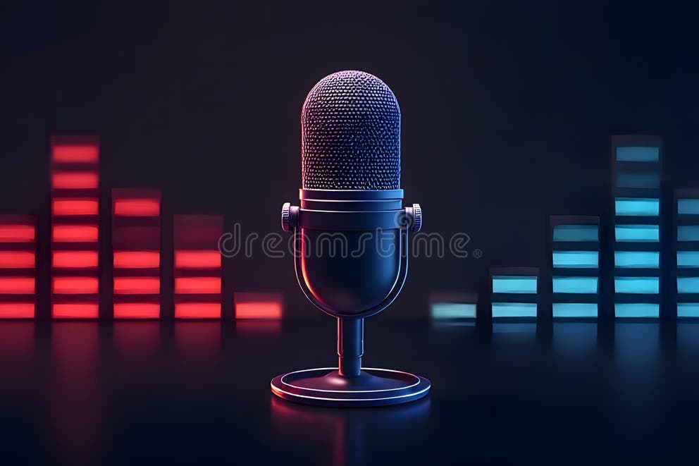 Black Wireless Microphone and Sound Equalizer Placed on a Black Cloth ...