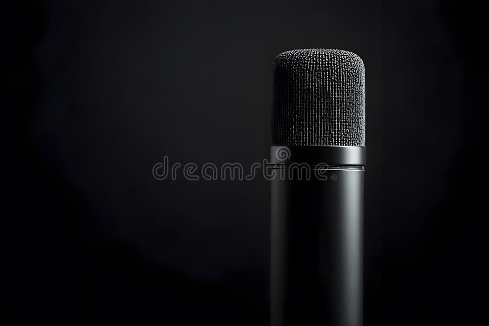 Black Wireless Microphone and Sound Equalizer Placed on a Black Cloth ...