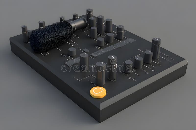 Black Wireless Microphone and Sound Equalizer Placed on a Black Cloth ...
