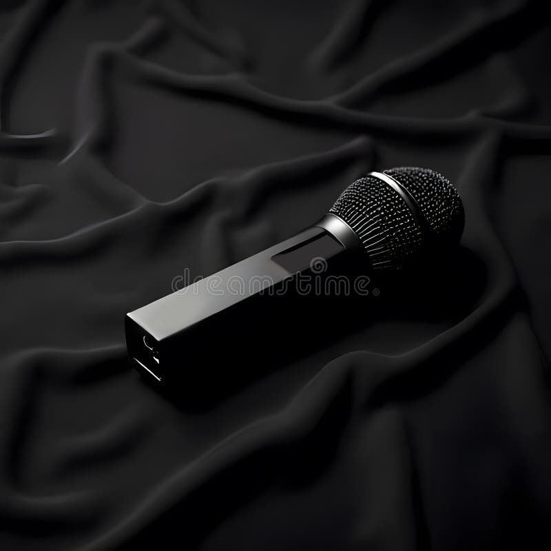 Black Wireless Microphone and Sound Equalizer Placed on a Black Cloth ...